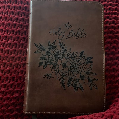 Compact ESV Leather Bible Engraved With Florals Beautiful - Etsy