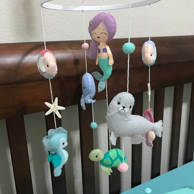 Mermaid Baby Mobile, Ocean Crib Mobile, Sea Creatures Cot Mobile ...