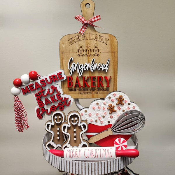 Gingerbread Tiered Tray Decor: Christmas Farmhouse Signs - Etsy