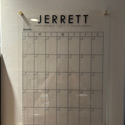 Family Name Acrylic Wall Calendar, Custom Dry Erase Large Calendar ...