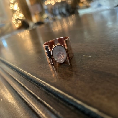 Hammered Copper Ring ,rainbow Moonstone Ring, Solid Copper Jewelry ...
