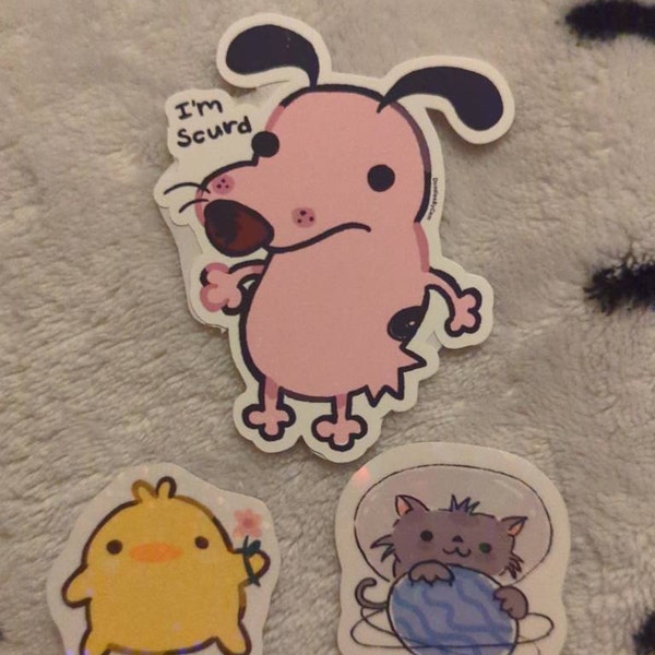 Derpy Dog, Scared Brown Dog Sticker Vinyl Y2K Stickers, Doggo Stickers ...