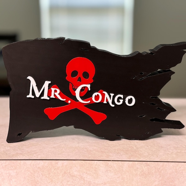 Personalized Pirate Flag Nameplate - 3D Printed Custom Decoration ...