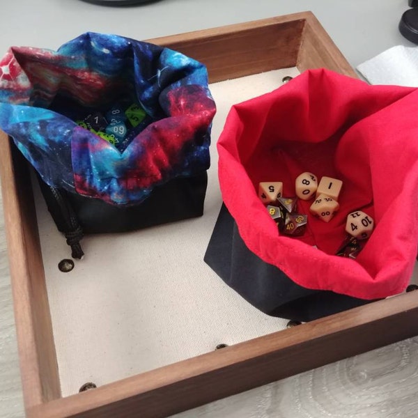 Freestanding Dice Bag - Tile Pouch - Meeple Storage - Black and Red ...