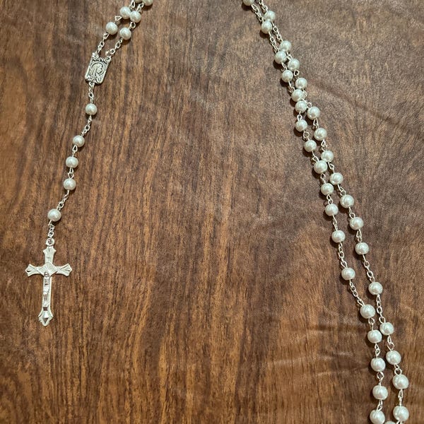 Catholic Rosary Beads ~ White Pearls Looking Beads Rosary From ...