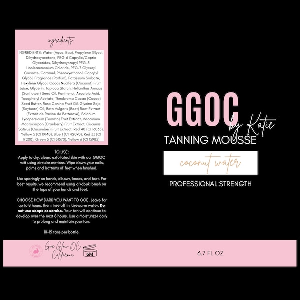 Spray Tan Artist Product Label Template | Editable Tanning Mousse Label ...