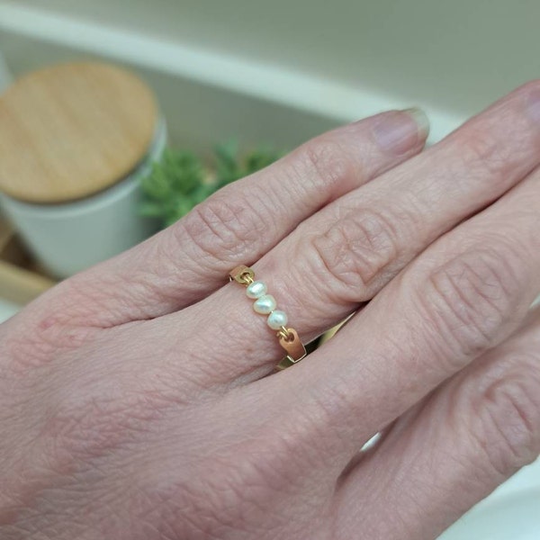 Adjustable Shell Ring, Wire Beach Ring, Seashell Ring, Pink Pearl Wire ...