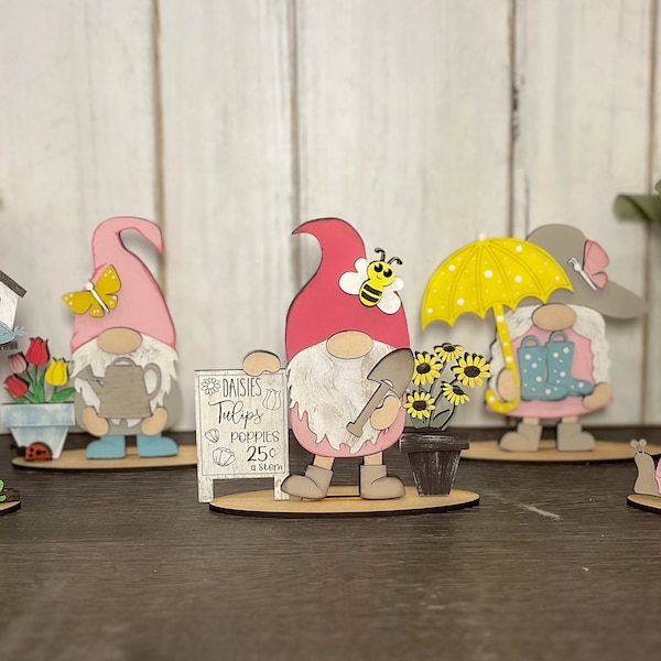 Spring Standing Gnome File SVG, Tiered Tray, Glowforge ...