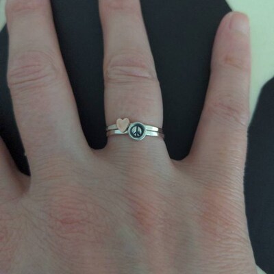 Copper Heart Stack Ring Stack Ring Sterling Silver Stack - Etsy