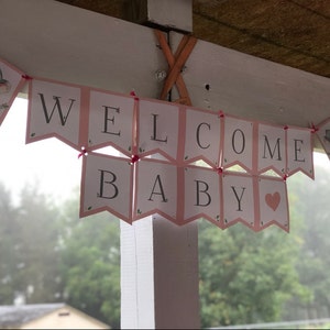 Pink Elephant Baby Shower Banner, PRINTABLE, Welcome Baby, Baby Girl ...