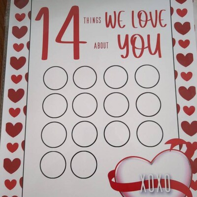 Valentine Scratch off Print 14 Things I Love About You Valentine's Day ...