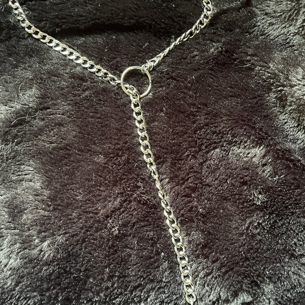 Silver Heavy Metal Steel Lariat Necklace With Steel Tusk Pendant - Goth ...