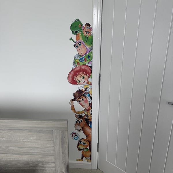 Toy Story Peek A Boo Door Decals, Disney Peeking Wall Stickers, Woody ...