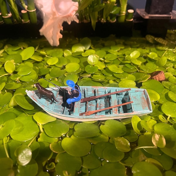 Handmade Floating Aquarium Boat: Wood Aquascape Ornament - Etsy