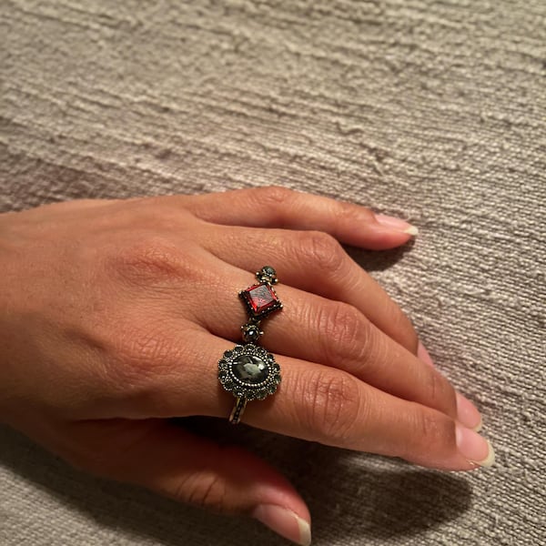 Bronze Engagement Ring: Gothic Art Deco Zircon & Marcasite Ring - Etsy