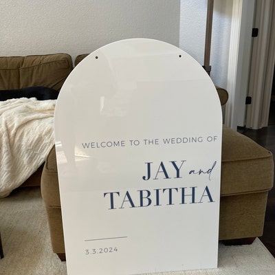 Arched Welcome Sign Wedding White Acrylic Wedding Sign White Wedding ...