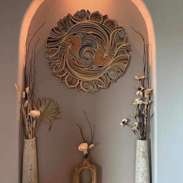 Handmade Mandala Laser Cut Wooden Wall Art Divine Light by STEREOWOOD ...