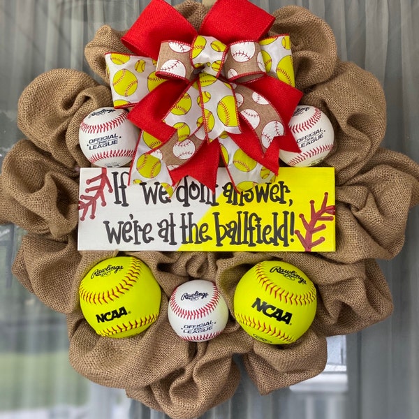 Softball and Baseball Family Sign. We're at the Ballfield - Etsy