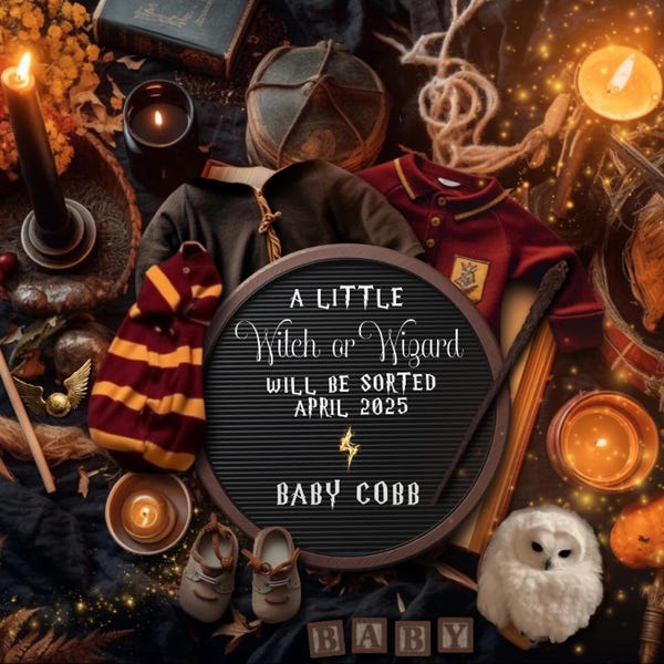 Wizard Digital Pregnancy Announcement, Magical Baby Announcement ...