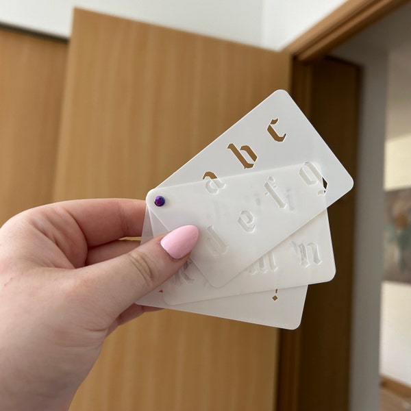 Medium Calligraphy Lowercase Alphabet and Number Stencil Booklet -- ABC ...