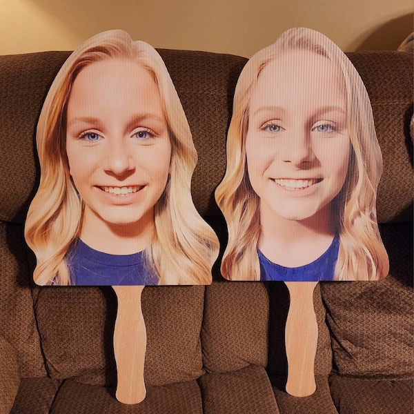 Custom Big Large Face Fans With Wooden Handle, Wedding Heads ...