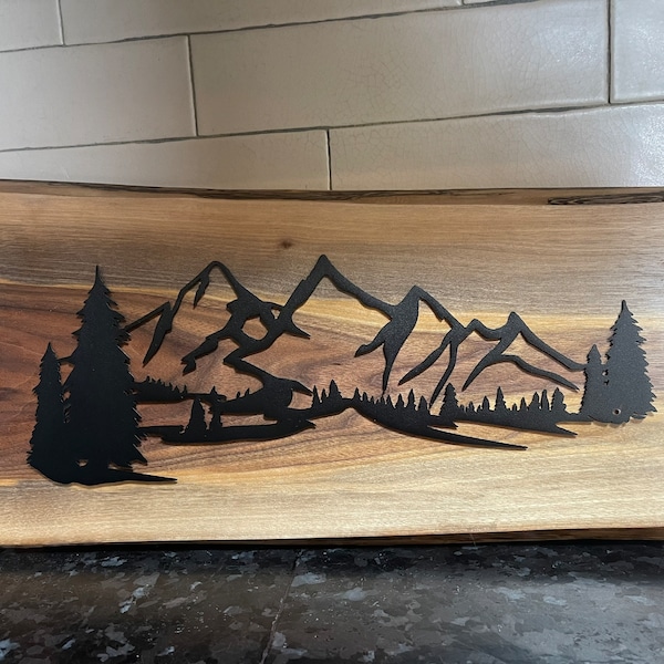 Mountain Silhouette Metal Sign Cutout - Powder Coated Metal Mountain ...