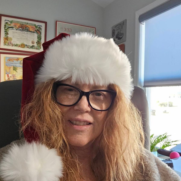 Cherry Berry Burgundy Red Wine Santa Hat, Christmas, 35" Long! S - XXL ...