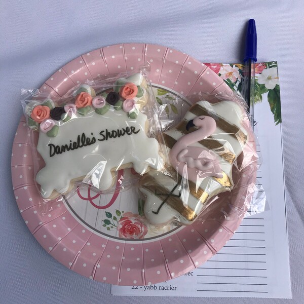 Tropical Baby Shower Sugar Cookies, Hawaiian Themed Cookies, Flamingo ...