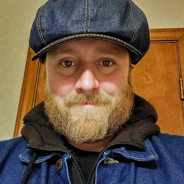 Blue Newsboy Cap,denim 8-panels Hat Men,dark Blue Applejack Cap,peaky ...