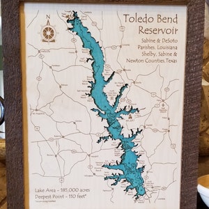 Ross Barnett Reservoir MS 3D Wood Map Custom Nautical Map | Etsy Australia