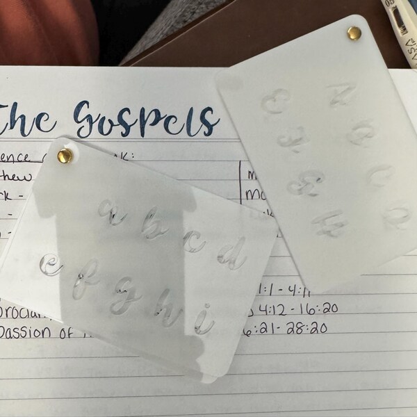 Medium Calligraphy Lowercase Alphabet and Number Stencil Booklet -- ABC ...