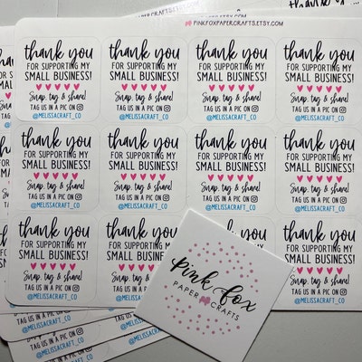 Thank You for Supporting My Small Business Stickers, Snap Tag Share ...