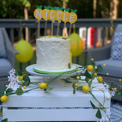Lemon Theme Cake Topper, Personalized Cake Topper, Lemonade Birthday ...