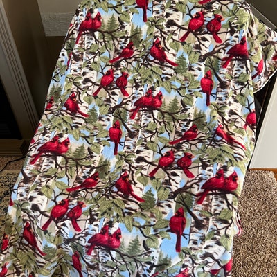 Cardinals Anti-pill Fleece Fabric, Birds & Trees, 100% Polyester ...