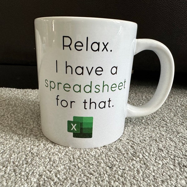 Spreadsheet Mug - Regular, Large or Jumbo XXL Sizes - Gift for Dad, Mum ...