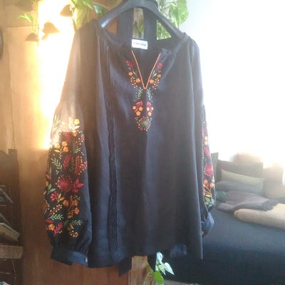 Floral Embroidered Wedding Dress, High Low Linen Wedding Dress, Two ...