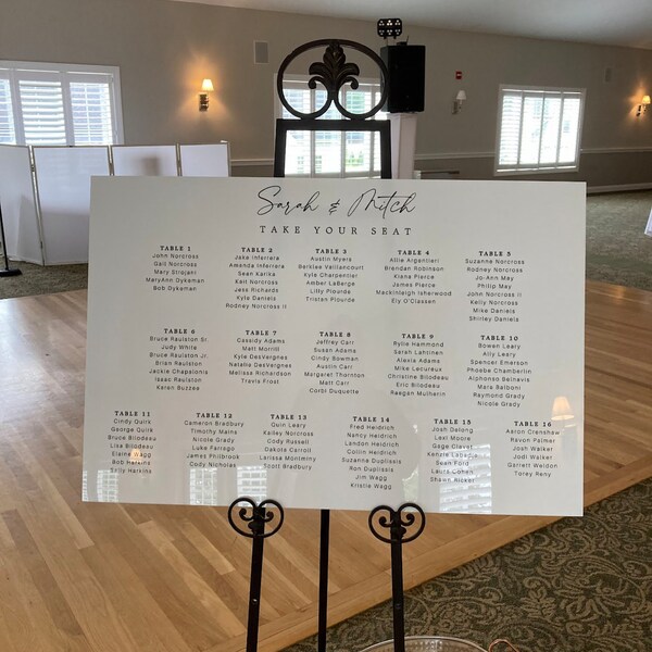 Wedding Guest Seating Chart | Personalized Guest List and Seating Table ...