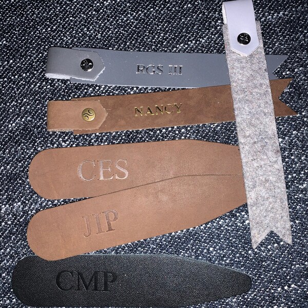 Monogrammed Leather Bookmark: Personalized Full-grain Leather, USA Made ...