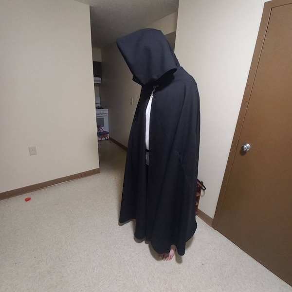 Black FULL CIRCLE Cloak Hooded Cloak Renaissance Faire Cloaks Cosplay ...
