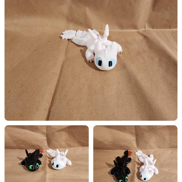 Lightfury 3D Printed Dragon Figure | Toothless Inspired Articulating ...