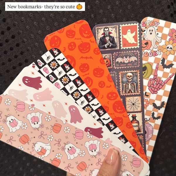 Halloween Bookmark Set – Fall Bookmarks, Cute Spooky Ghosts, Pumpkins ...