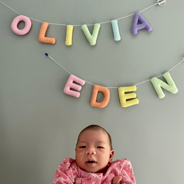 Felt Name Banner Cloud Nursery Decor Personalized Gift Baby Name Banner ...