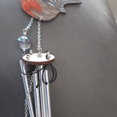 Robin Wind Chime, Original Art , Laser Cut Hand Painted Wooden Robin ...
