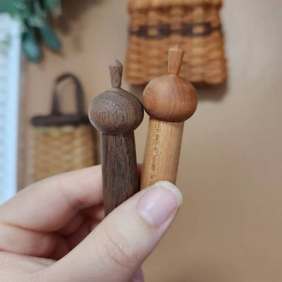 Acorn Needle Case Short and Acorn Thimble Case Set. Walnut Lid and ...