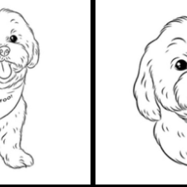 Digital Pet Outline (SIMPLE) - Dog Cat Vector Line Out Drawing, Pet ...