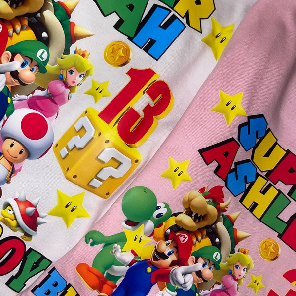 Personalized Super Mario Birthday Shirt, Custom Mario Bros Birthday ...