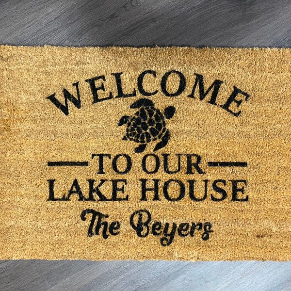 18x30 Coir Doormat Welcome to Our Lake House Door Mat Custom ...