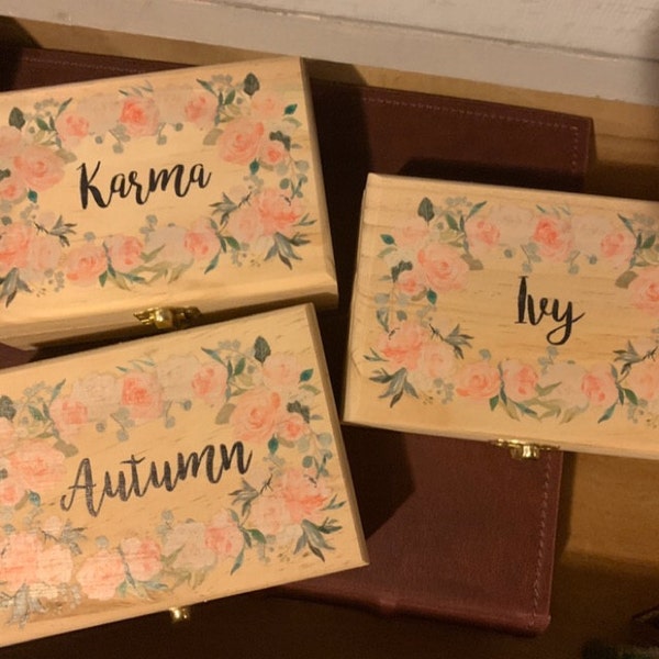 Flower Girl or Bridesmaids Gift Box Jewelry Box Personalized Name ...