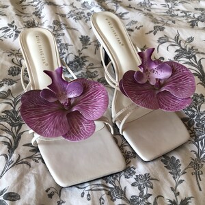 Soft Red Orchid Flower Heels Sandals - Etsy