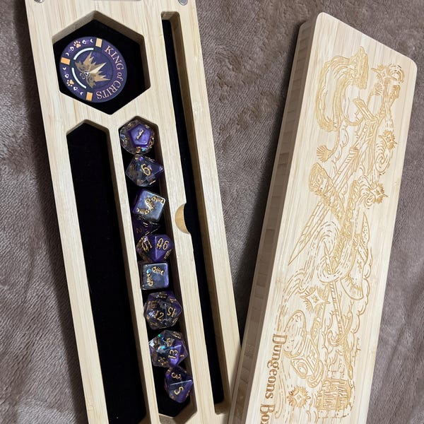 Dungeons Box™ D&D Dice Box USA Made Hero Dice Vault Handmade RPG Bamboo ...